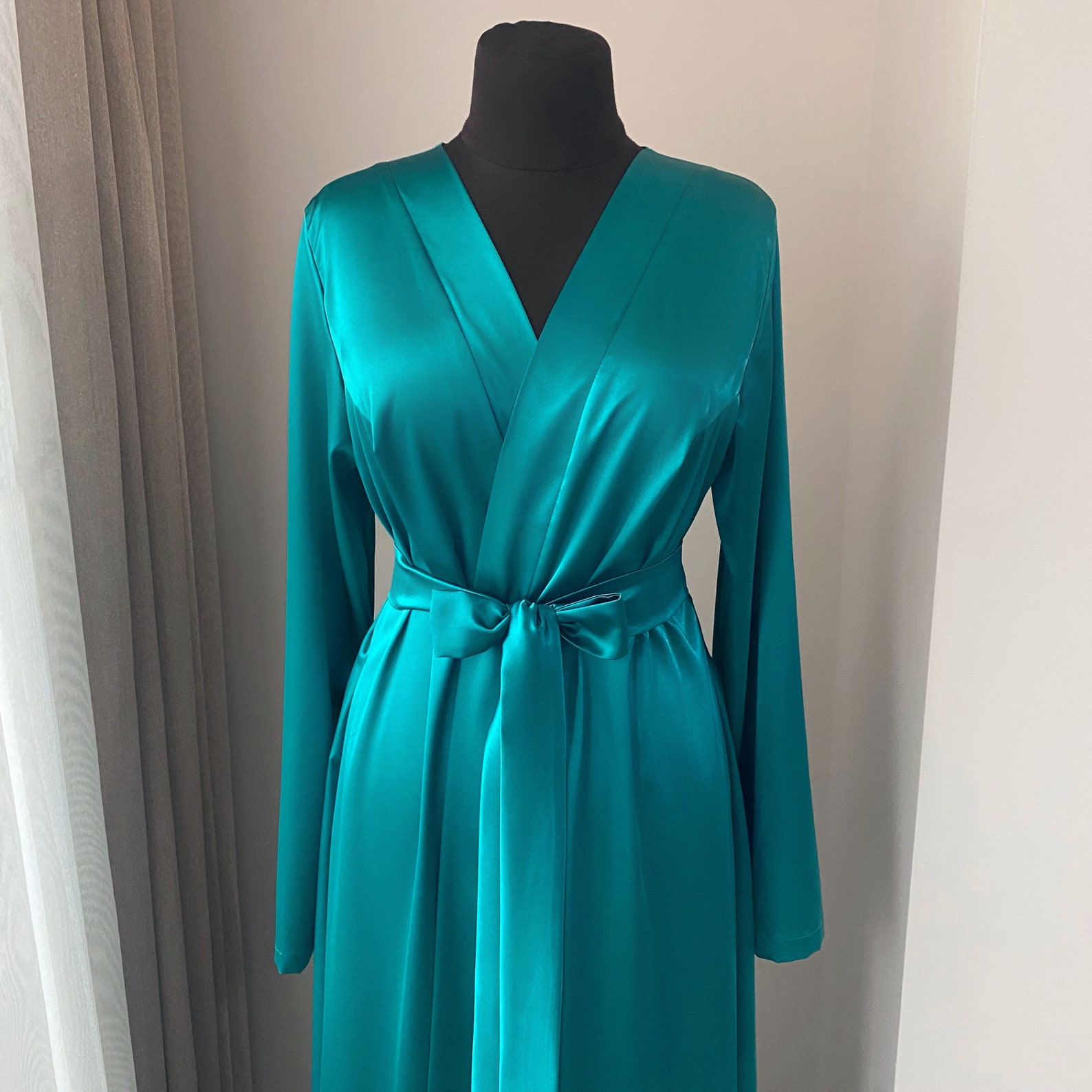 Bridal Robe Long Floor Length Robe Green Bride Gown Long - Etsy