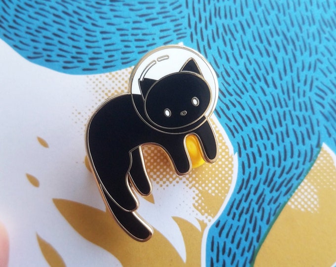 Black Space Cat Enamel Pin - Etsy Canada
