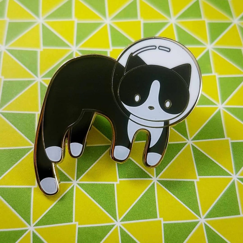 Tuxedo Space Cat Enamel Pin | Etsy