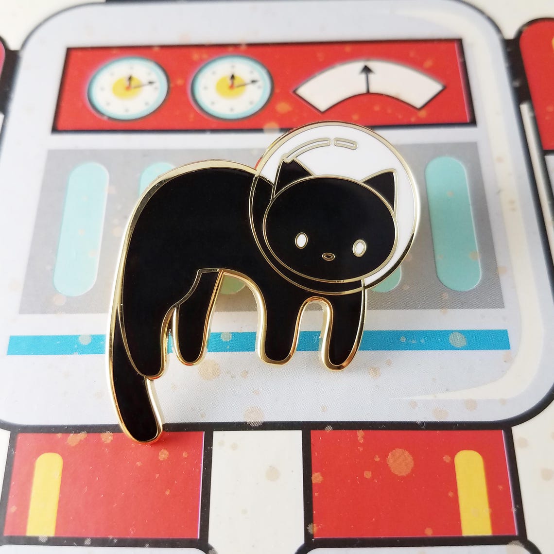 Black Space Cat Enamel Pin - Etsy Canada