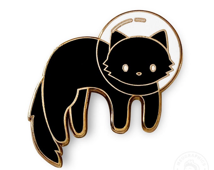 Black Space Cat Enamel Pin - Etsy Australia
