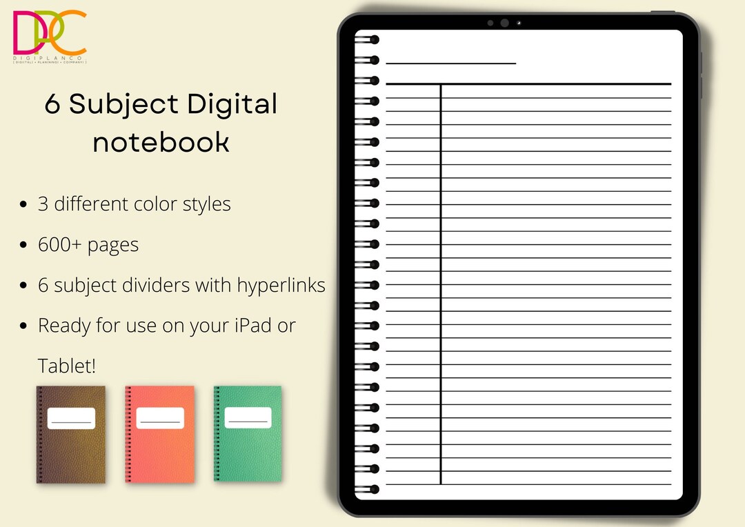6 Subject Digital Notebook - Etsy