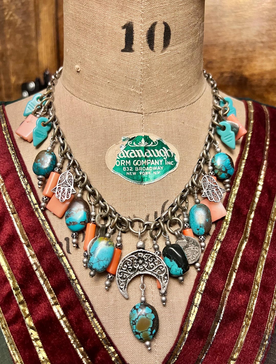 Berber Silver Rolo Chain Necklace: Turquoise, Coral, Khamsa, Tuareg ...