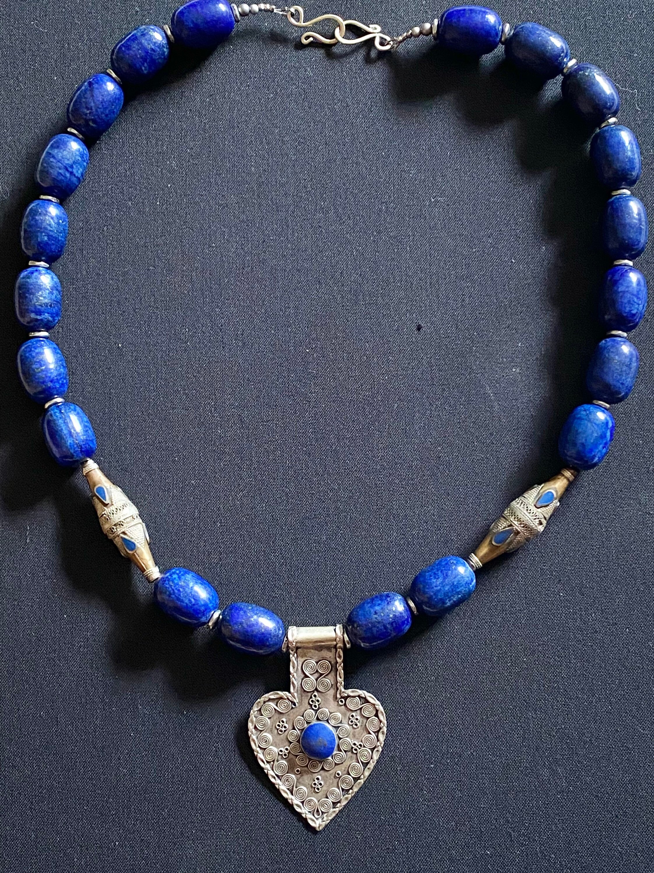 Turkmen Asyk Vintage Sterling Silver Pendant With Blue Lapis - Etsy Canada