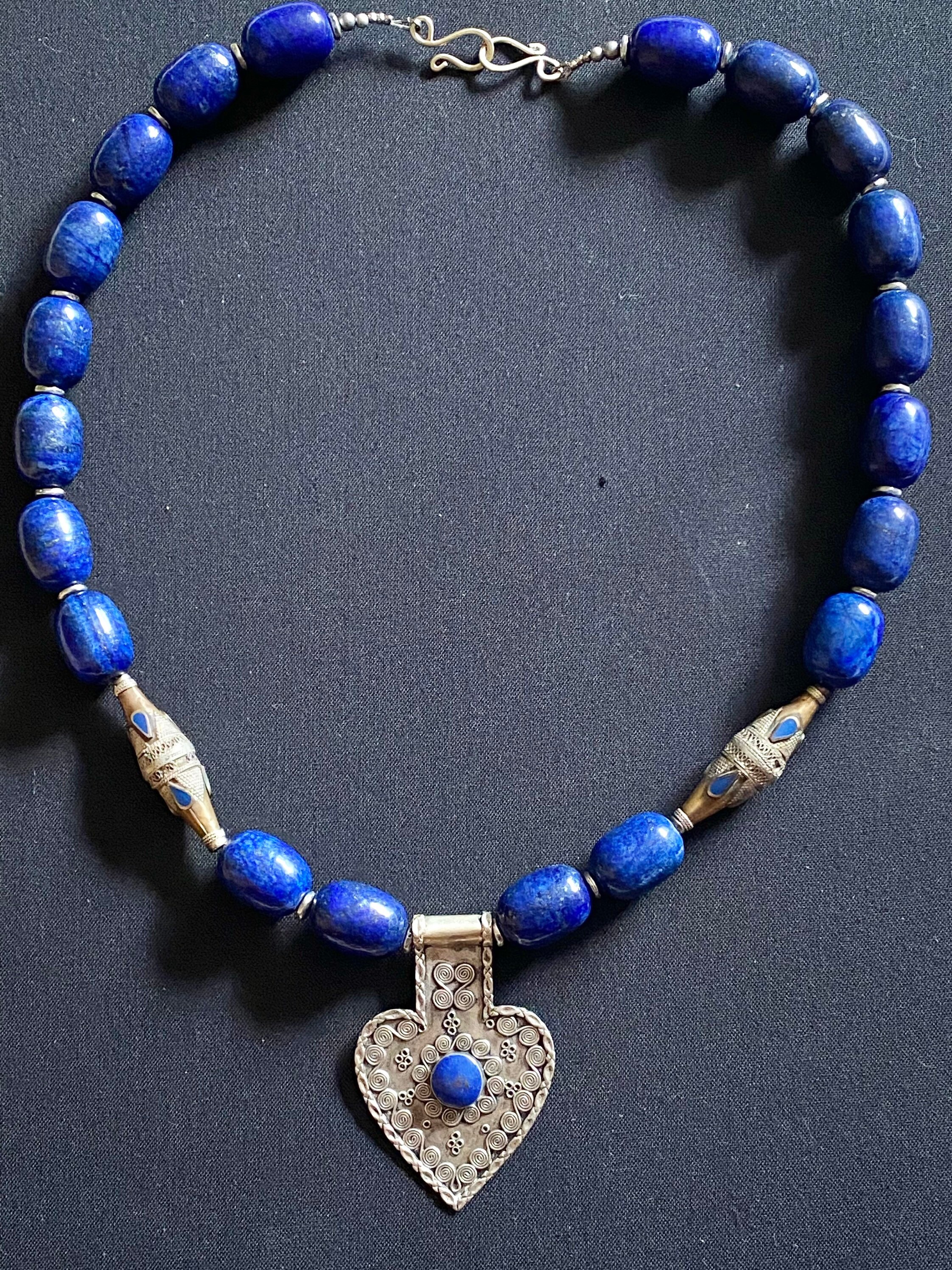 Turkmen Asyk Vintage Sterling Silver Pendant With Blue Lapis - Etsy Canada