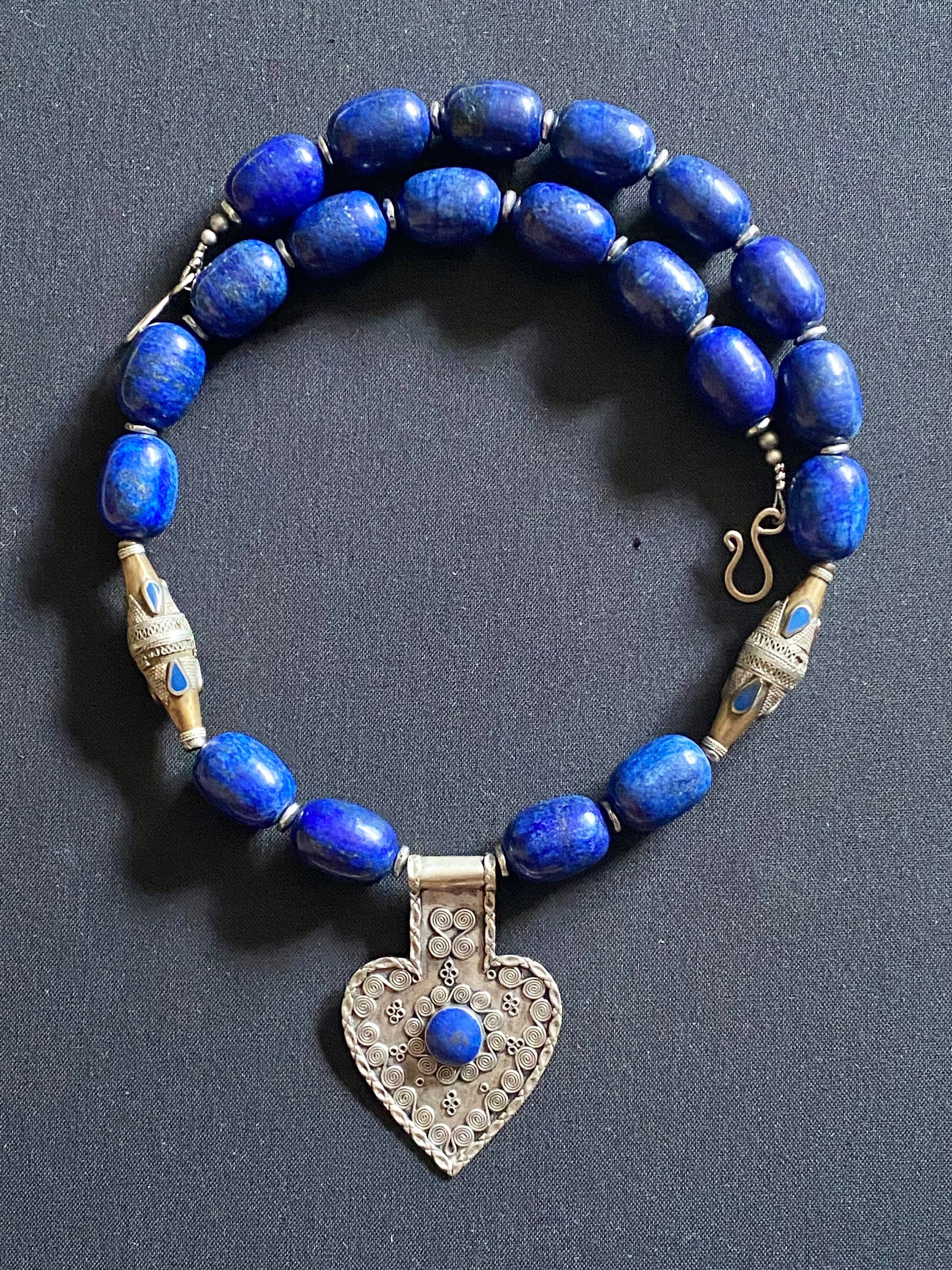 Turkmen Asyk Vintage Sterling Silver Pendant With Blue Lapis - Etsy Canada
