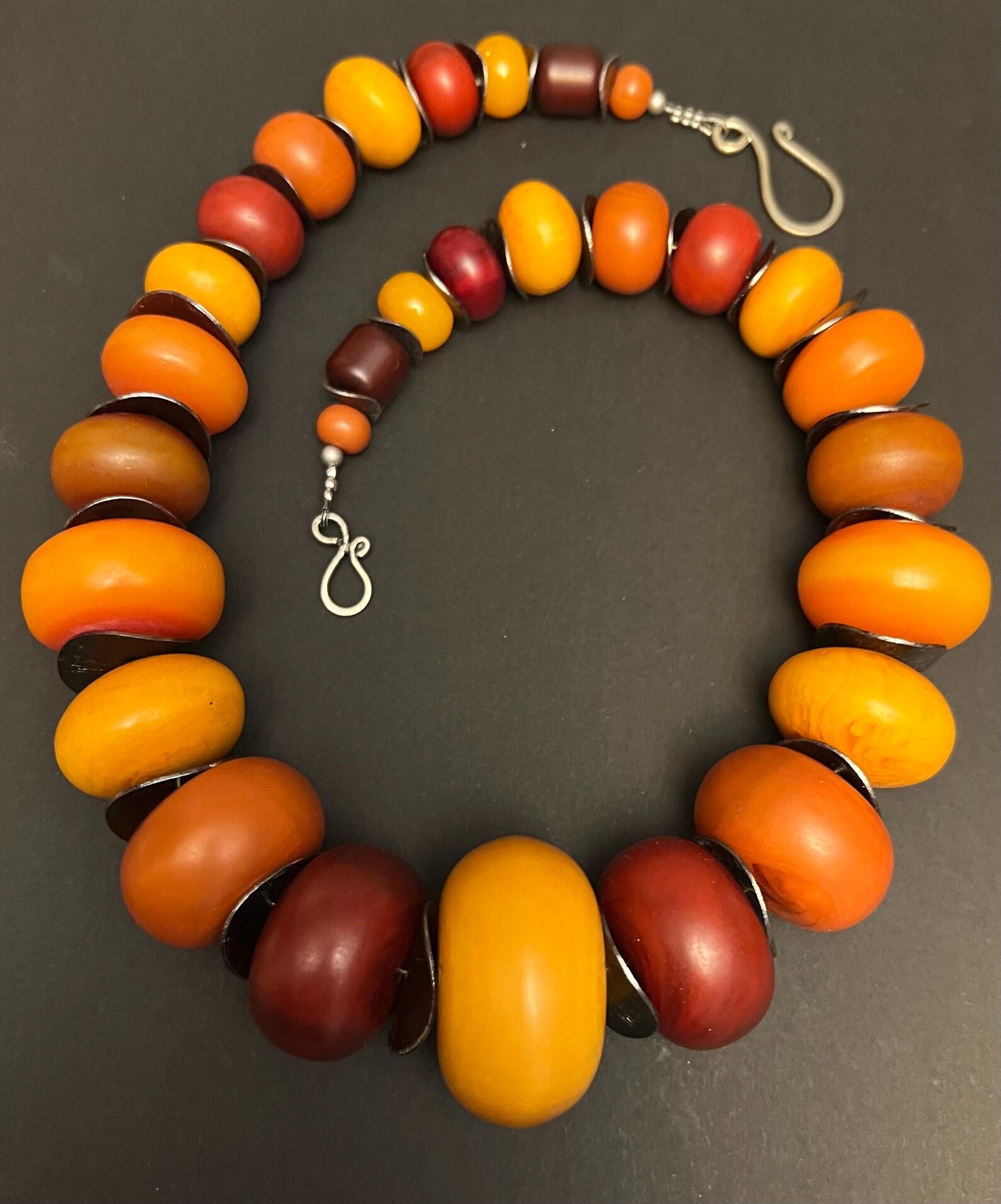 Vintage Berber Copal Resin Bead Necklace: Moroccan Sahara Nomad Jewelry ...
