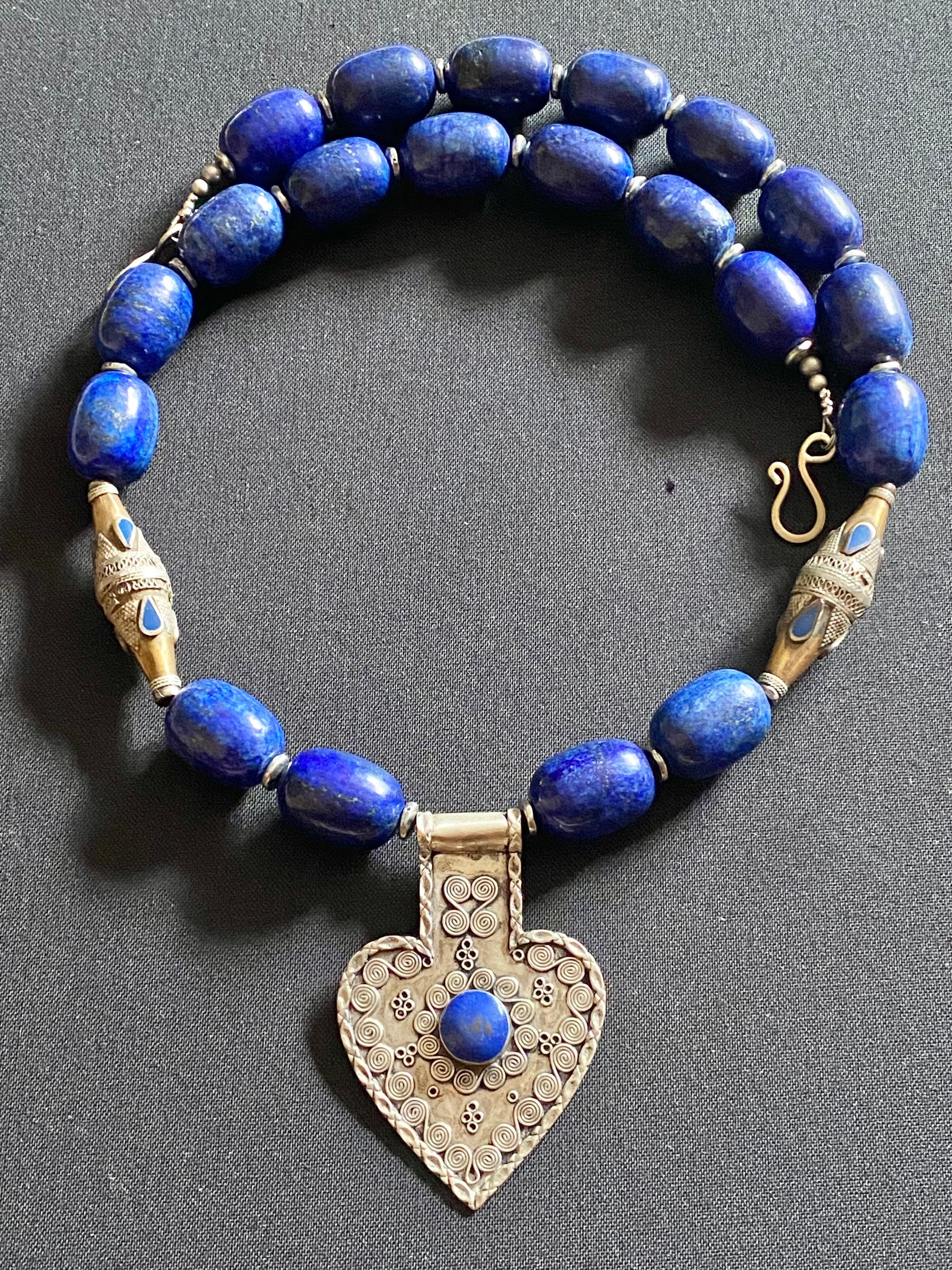 Turkmen Asyk Vintage Sterling Silver Pendant With Blue Lapis - Etsy Canada