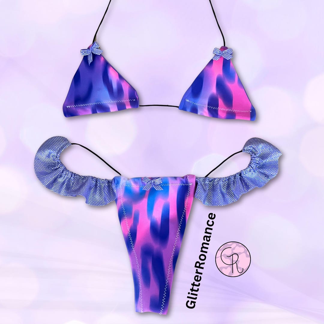 Cute Animal Print Microkini Lingerie Set, Leopard Thong Bikini, Exotic Dancewear, Minimal Sexy ...