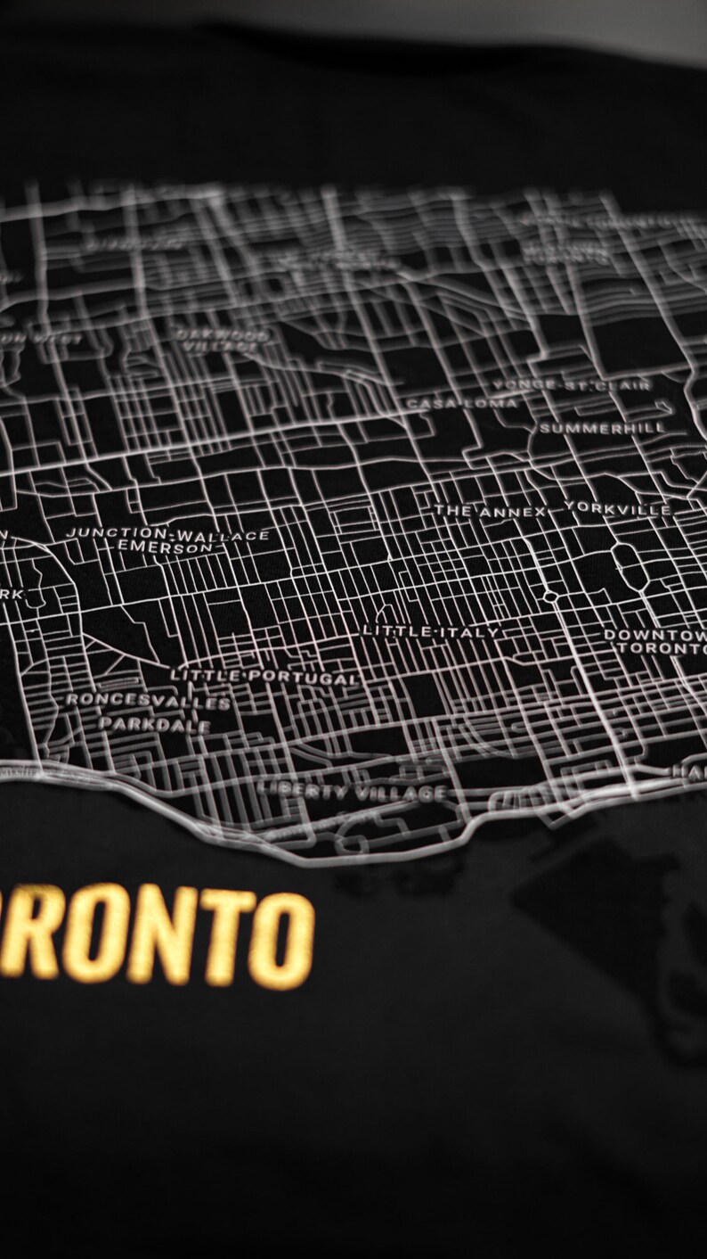 Downtown Toronto Minimalist Map T Shirt by Noir Et Noir - Etsy