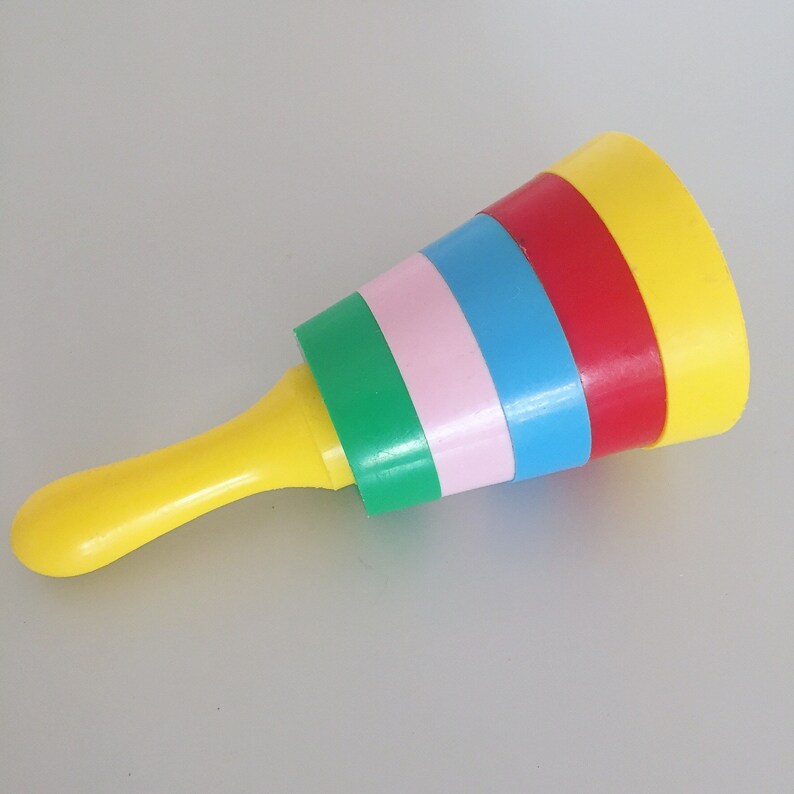 Vintage Bell Toy Rattle Rainbow Merit Safe Play Made in - Etsy