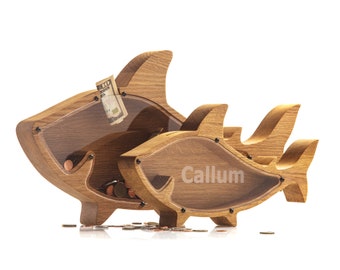 Wooden Fish Bank - Etsy