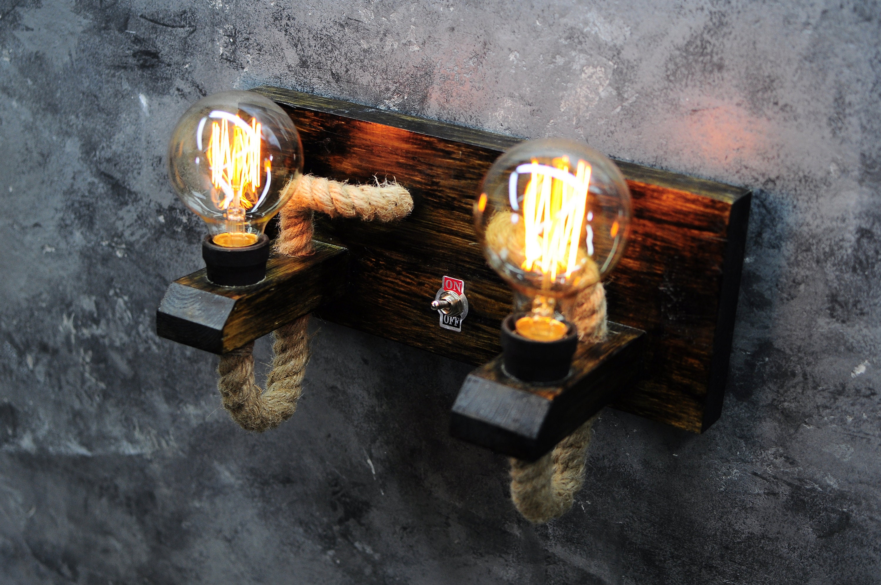 Wall Light 2 Bulbs Sconce Lighting Wooden Lamp With Handmade | Etsy