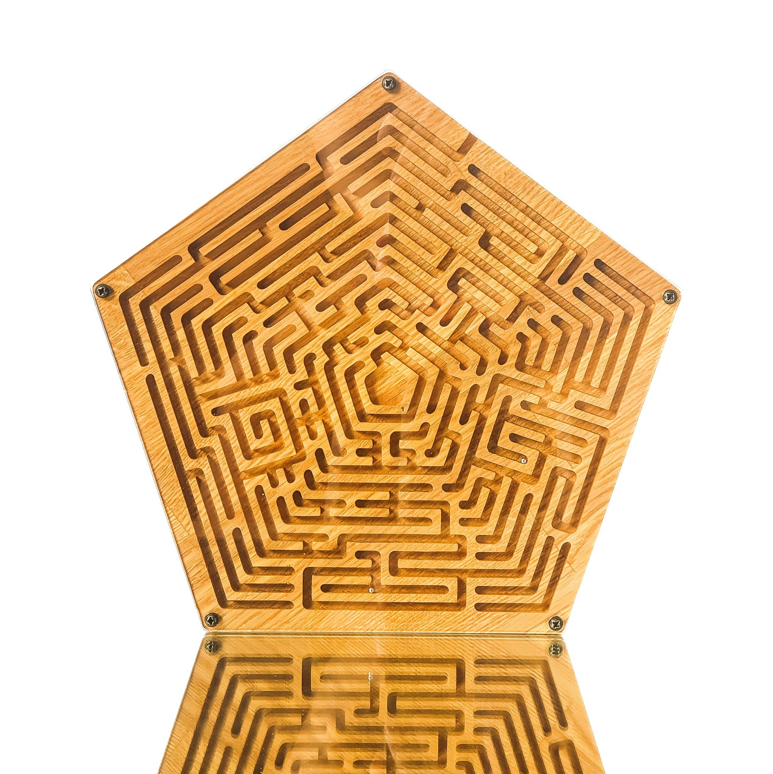 Oak Wood Pentagon Maze: Marble Balance Puzzle Game - Etsy