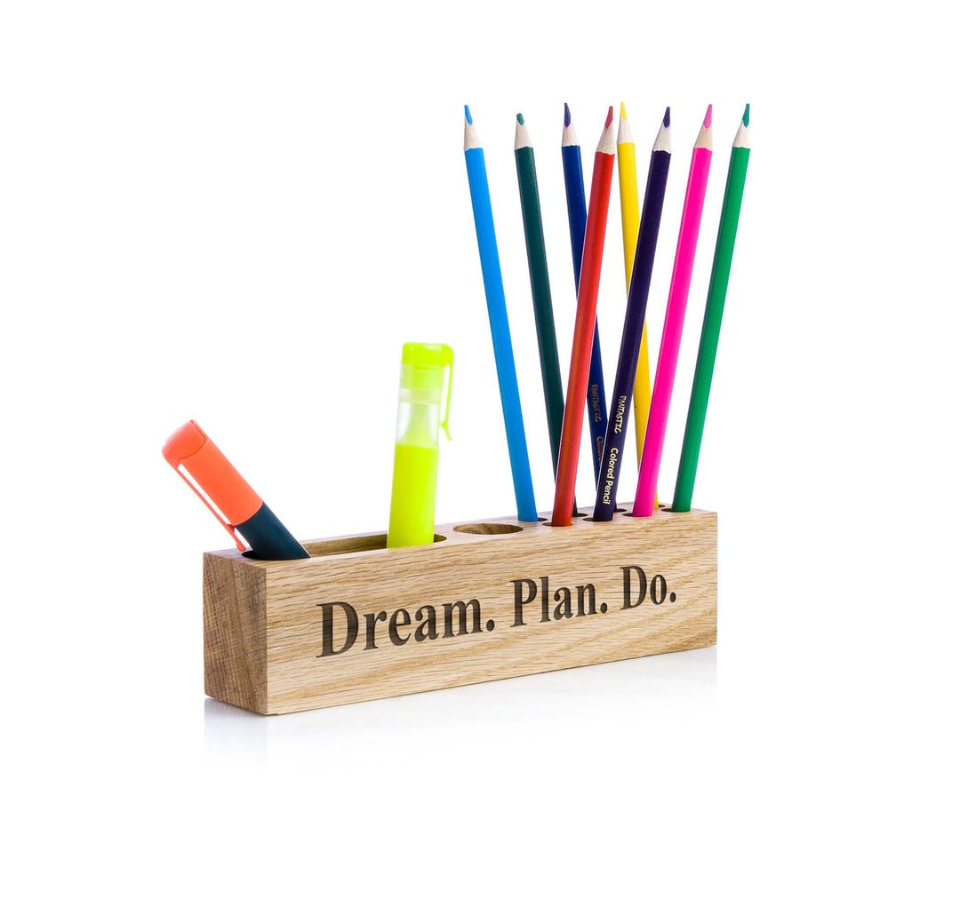 Oak Wood Desk Organizer: Eco-friendly Pen & Pencil Holder - Etsy