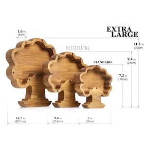 Wood Piggy Bank Bonsai Tree Money Box Adult Boys Girls Kids Coin Bank ...