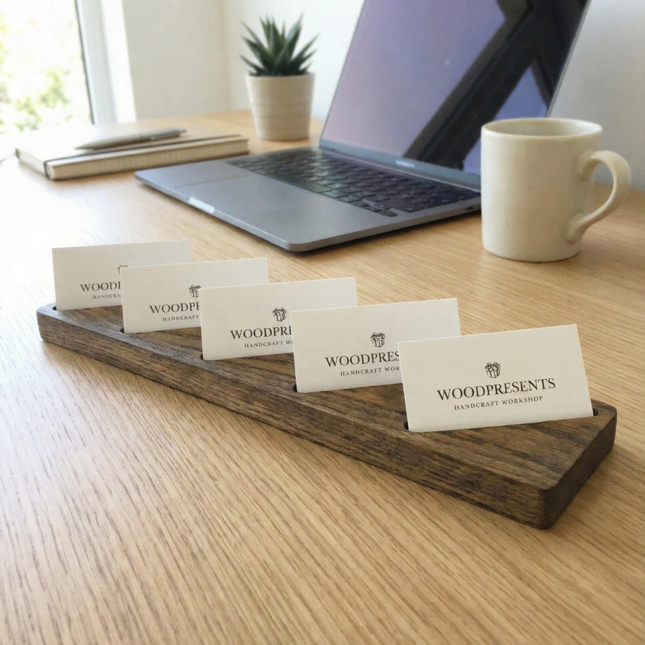 Oak Wood Multiple Business Card Holder: Craft Show Display, Desk ...