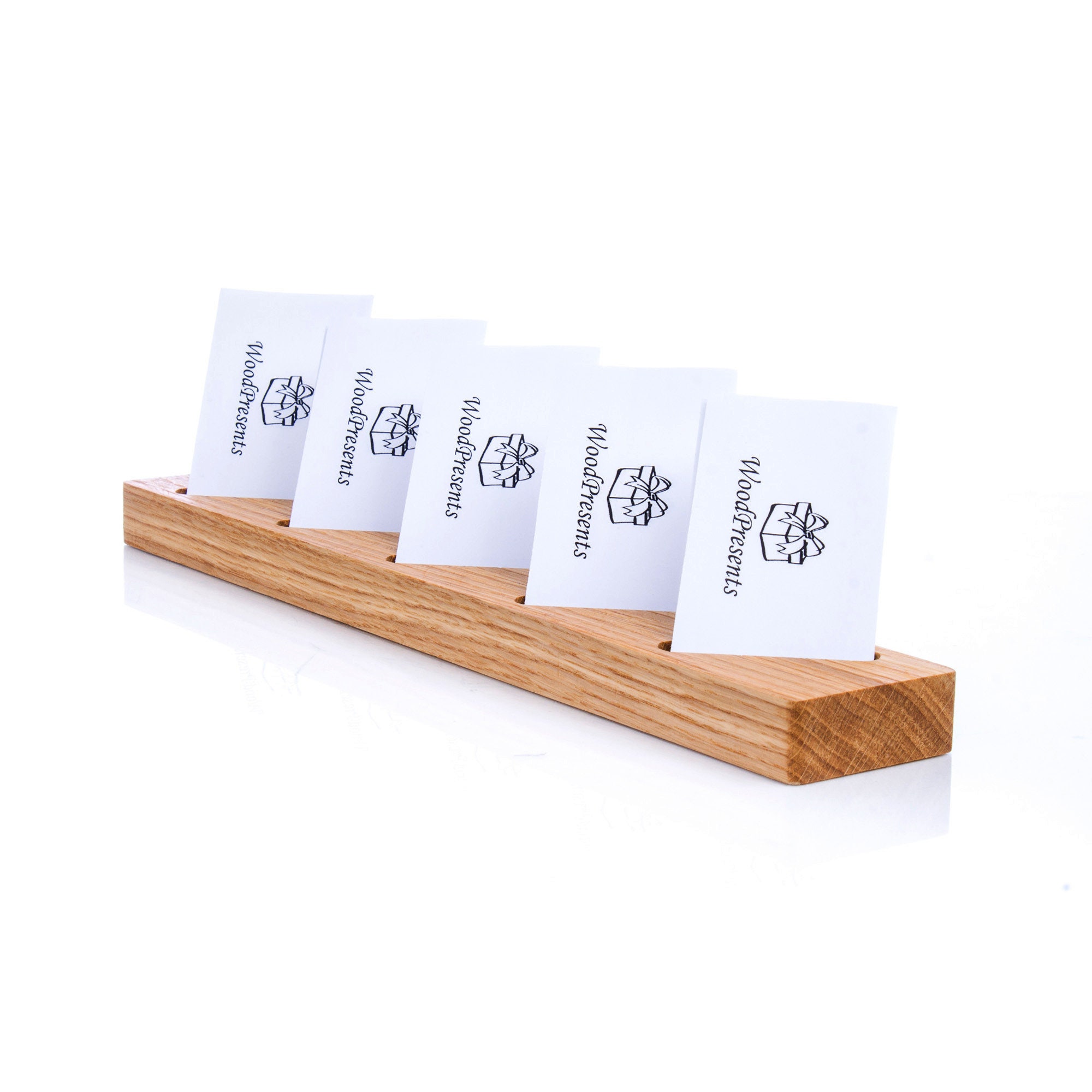 Oak Wood Multiple Business Card Holder: Modern Desk Display - Etsy