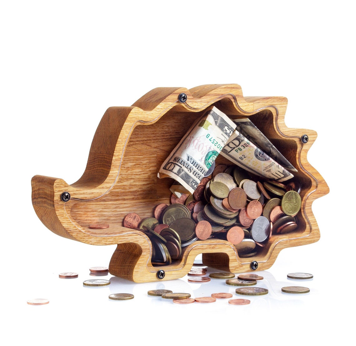 HEDGEHOG Wooden Piggy Bank Personalized Coin Bank for Boys | Etsy