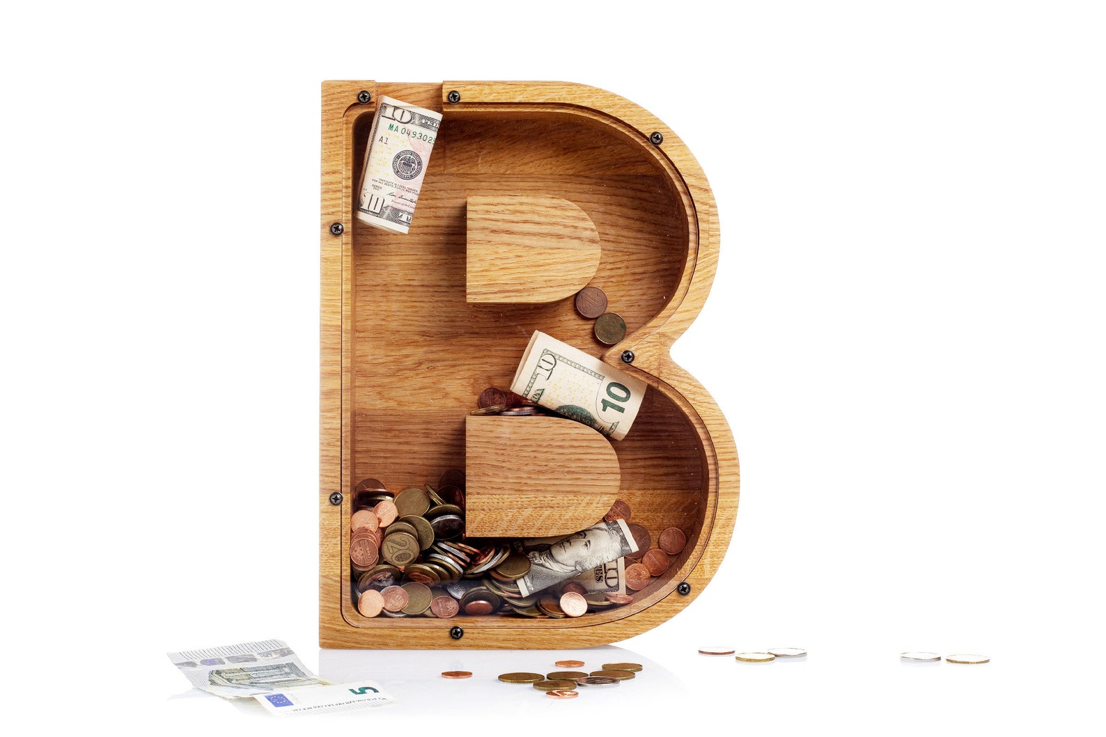 Personalized Piggy Bank LETTER Christmas Gift for Kids Wooden - Etsy