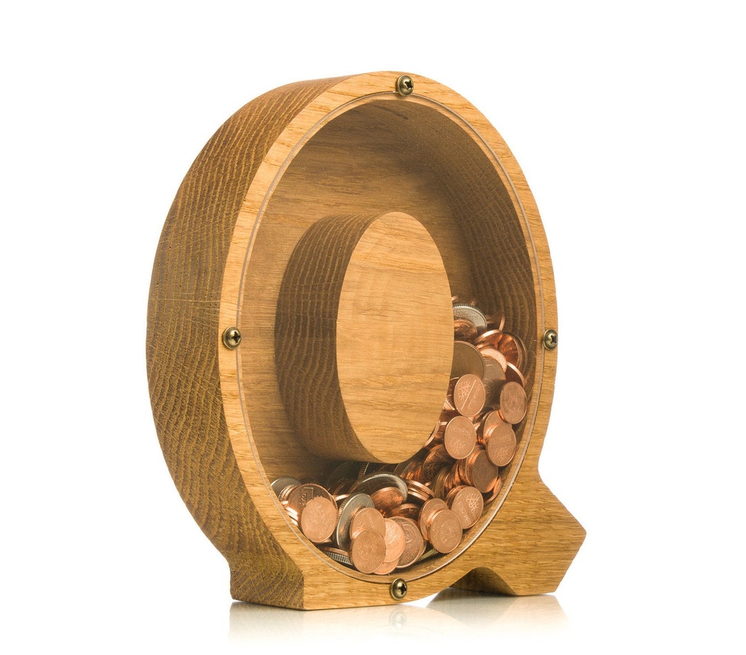 Wooden Letter Piggy Bank for Boys Girls Kids Name Custom Engraved Coin ...