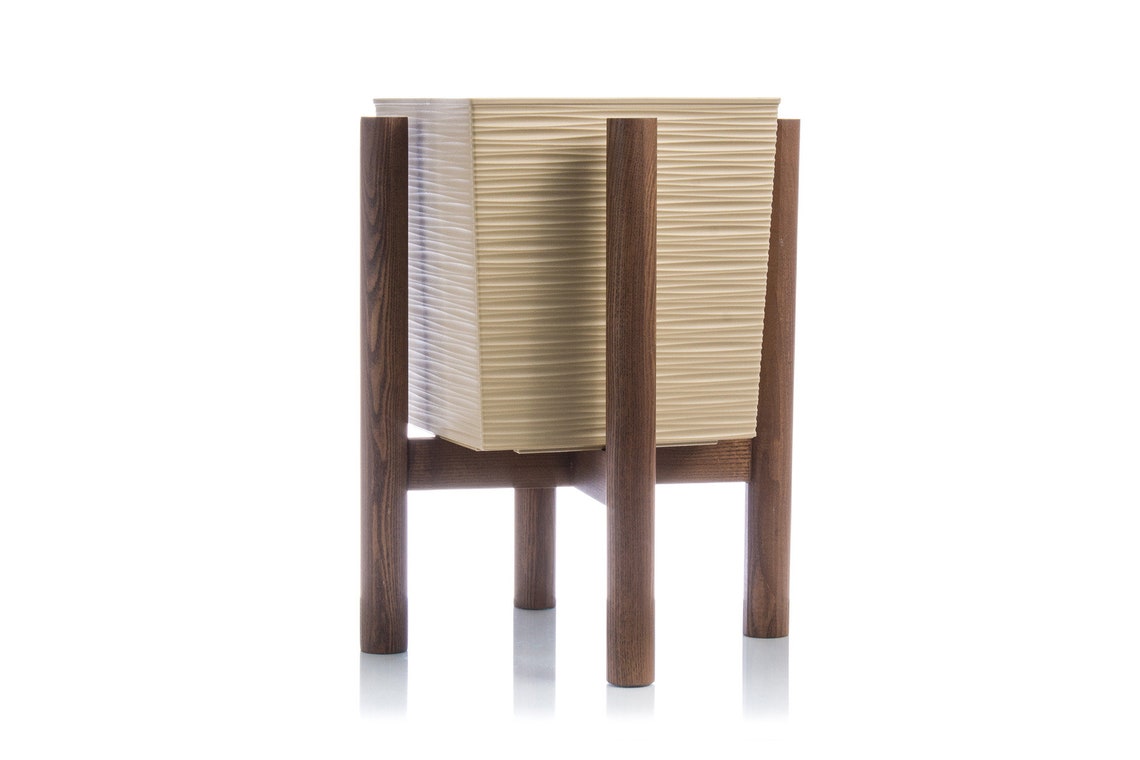 Modern indoor wooden plant stand 16 40cm tall Mid | Etsy