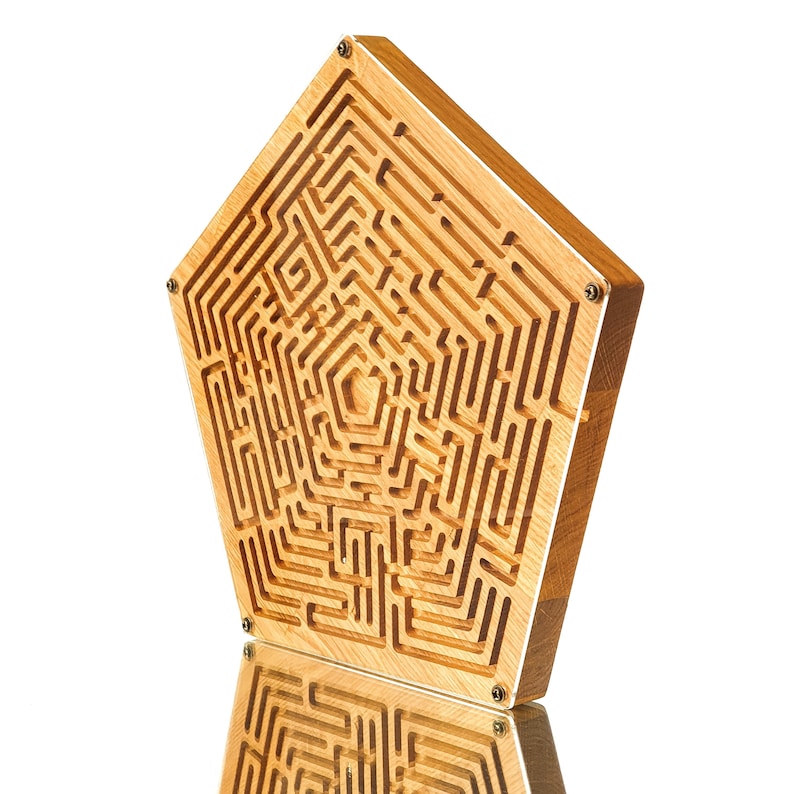 Pentagon Wood Labyrinth Game: Marble Maze Puzzle Board - Etsy