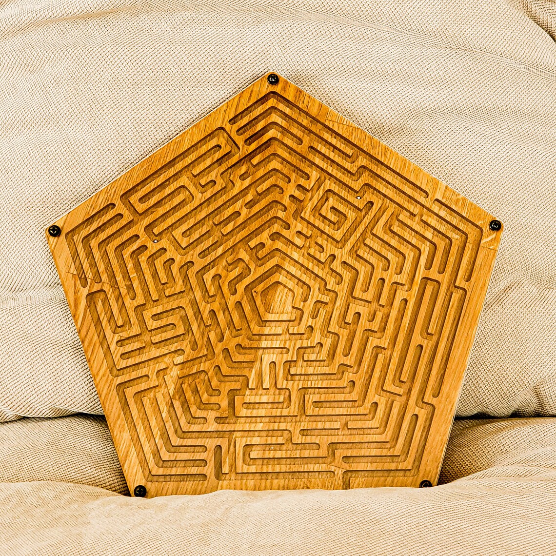 Pentagon Wood Labyrinth Game: Marble Maze Puzzle Board - Etsy