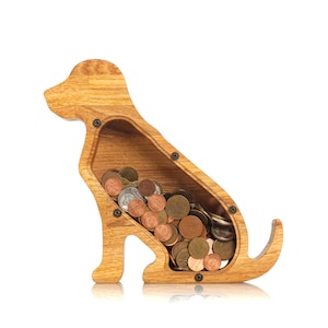 Personalized Oak Wood Dog Piggy Bank: Kids Room Decor, Pet Lover Gift ...
