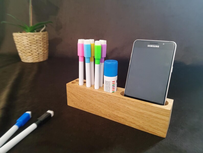 Oak Wood Desk Organizer: Eco-friendly Pen & Pencil Holder - Etsy