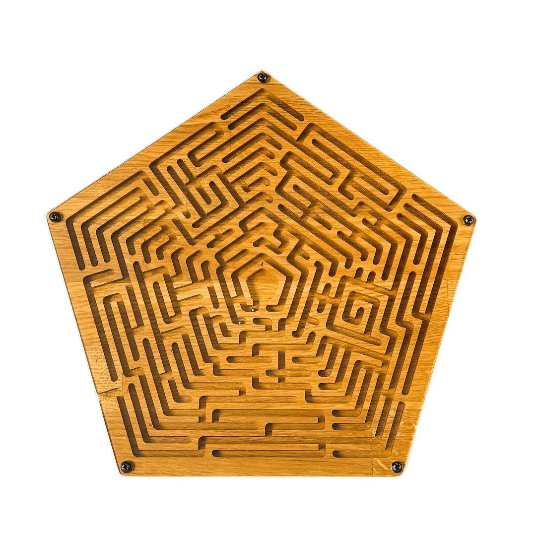 Wood Board Labyrinth Game PENTAGON for Coffee Table, Waiting Room ...