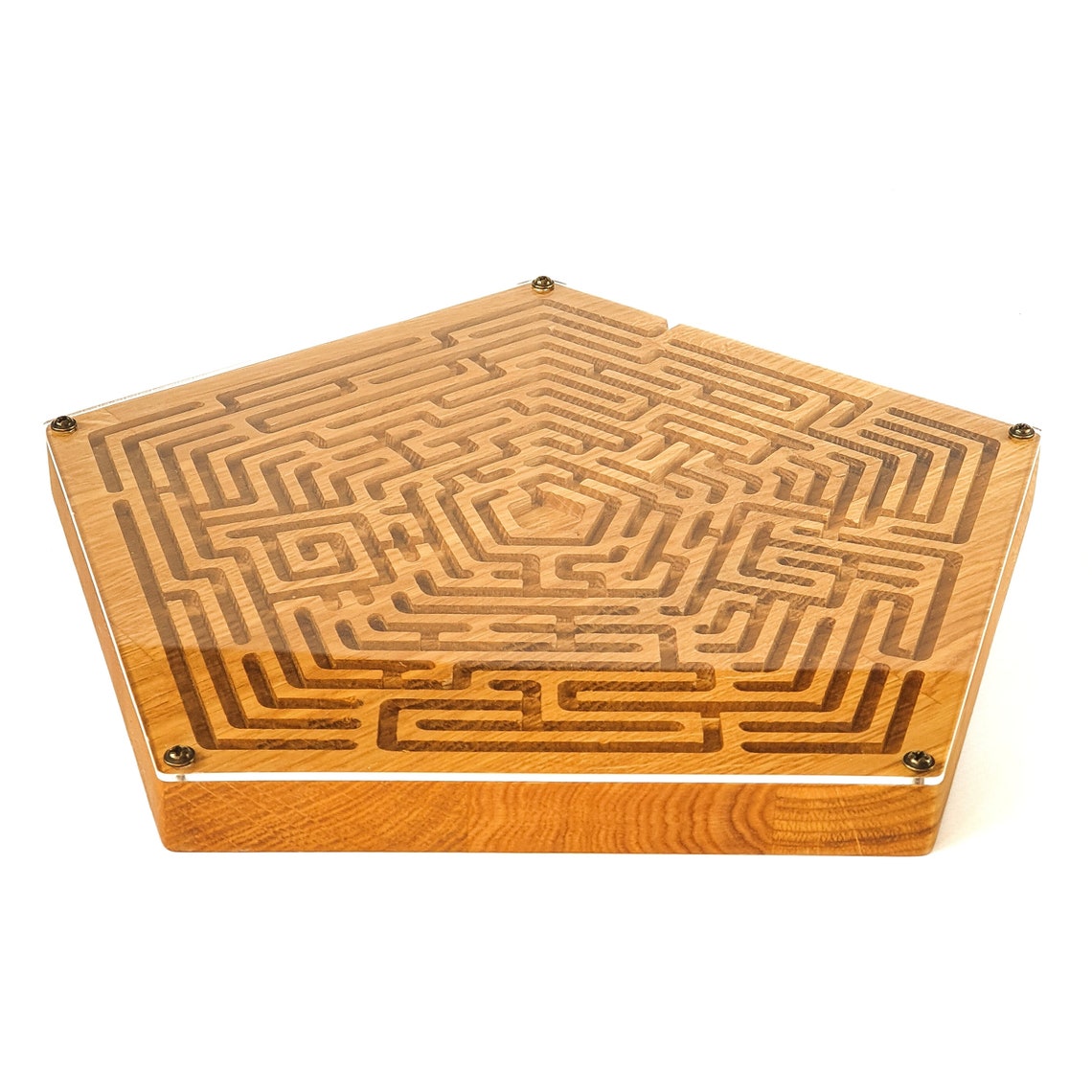 Oak Wood Pentagon Maze: Marble Balance Puzzle Game - Etsy