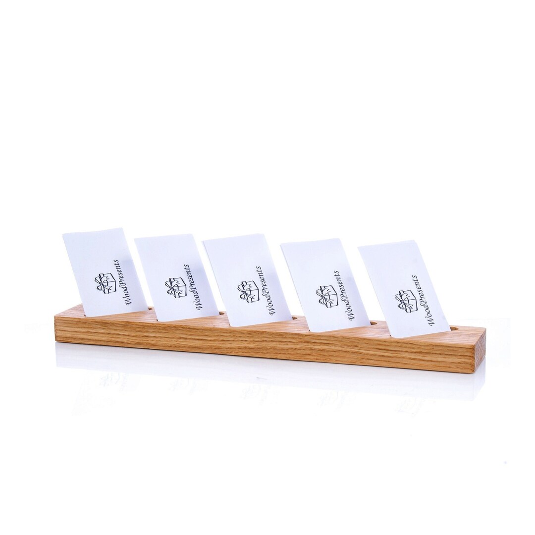 Multiple Vertical Business Card Stand, Card Holder for Desk, Wooden ...