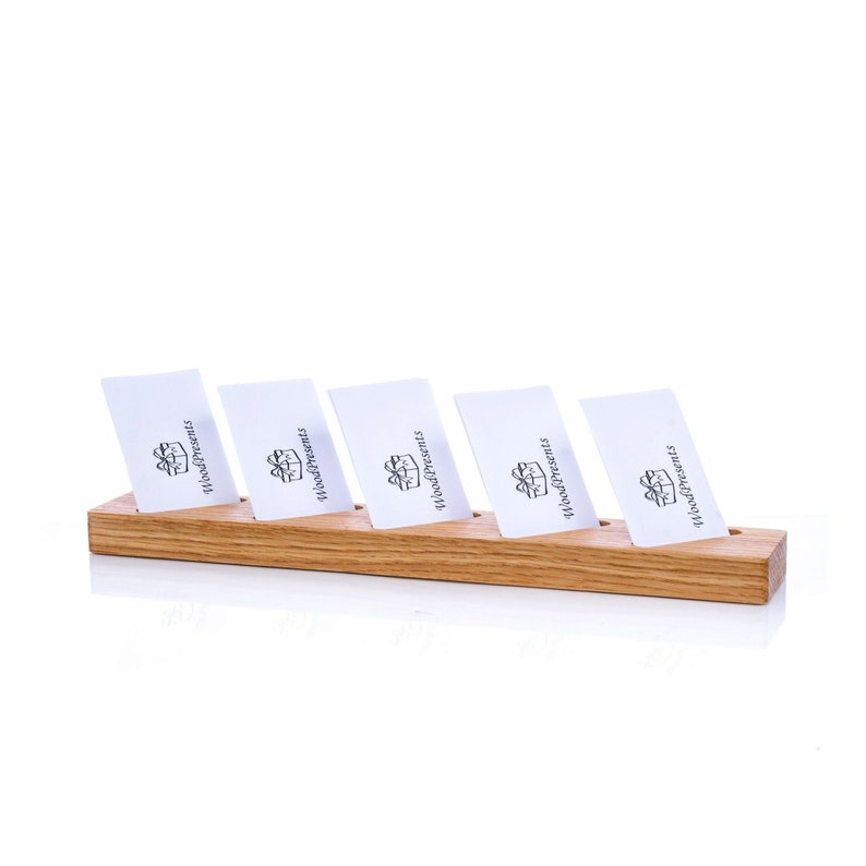 Oak Wood Multiple Business Card Holder: Modern Desk Display - Etsy