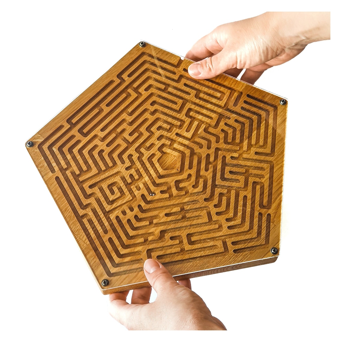 Pentagon Wood Labyrinth Game: Marble Maze Puzzle Board - Etsy