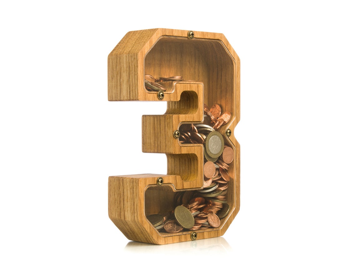 NUMBER Piggy Bank Wooden Personalized Christmas Baby Gift for Boy Girl ...