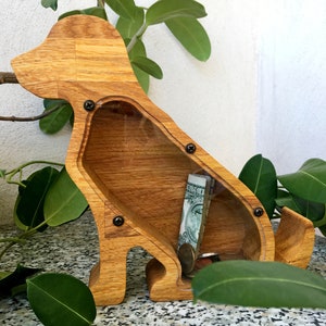 Personalized Oak Wood Dog Piggy Bank: Kids Room Decor, Pet Lover Gift ...