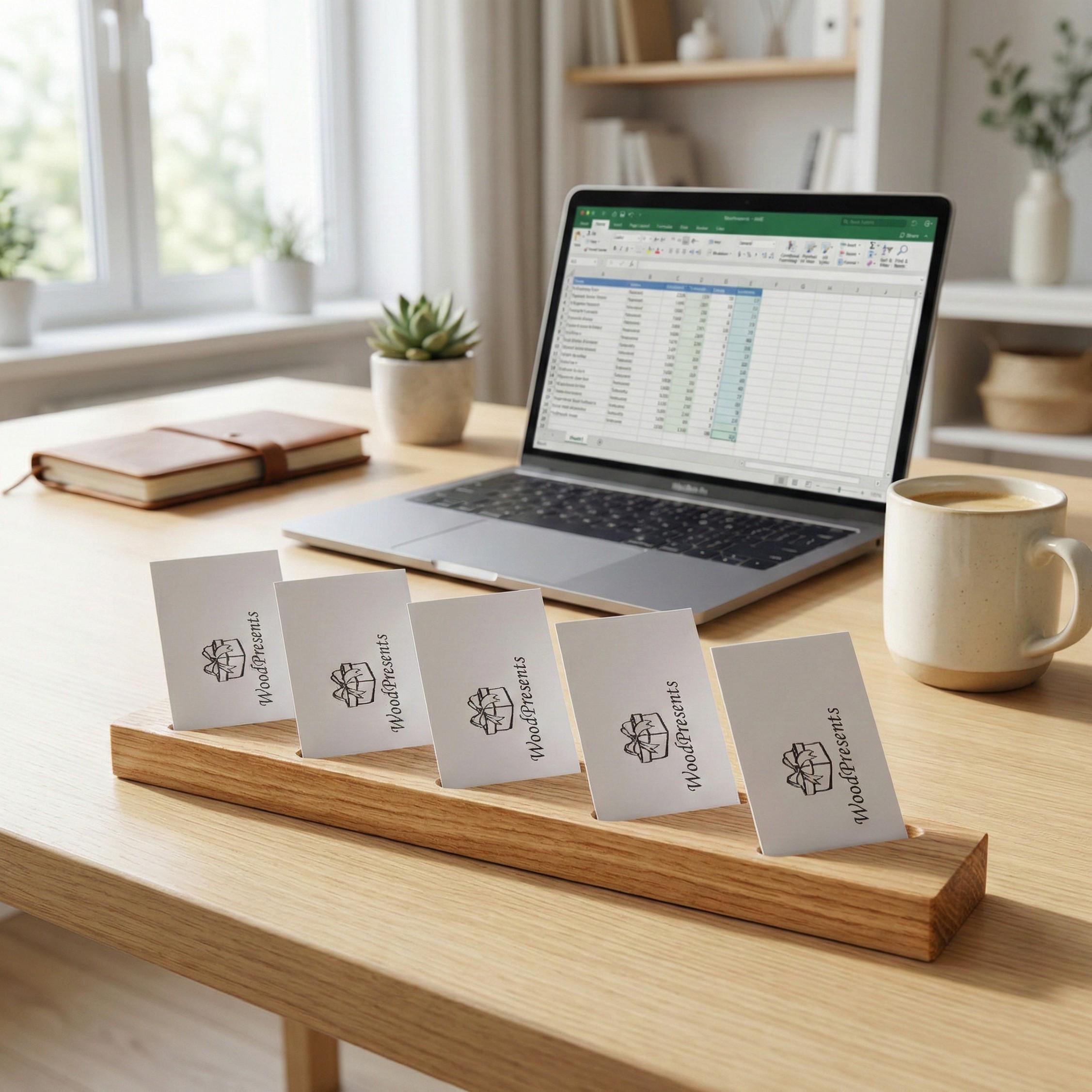 Wood Vertical Business Card Holder for Desk or Reception: Modern ...