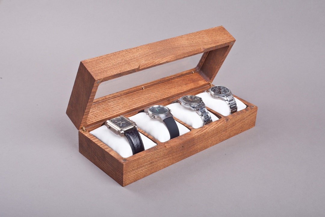 Personalized Watch Box Solid Wood Mens Jewelry Organizer Watch Display ...
