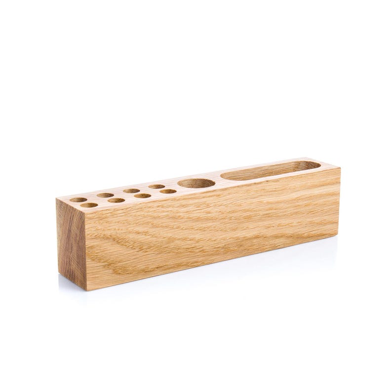 Oak Wood Desk Organizer: Eco-friendly Pen & Pencil Holder - Etsy