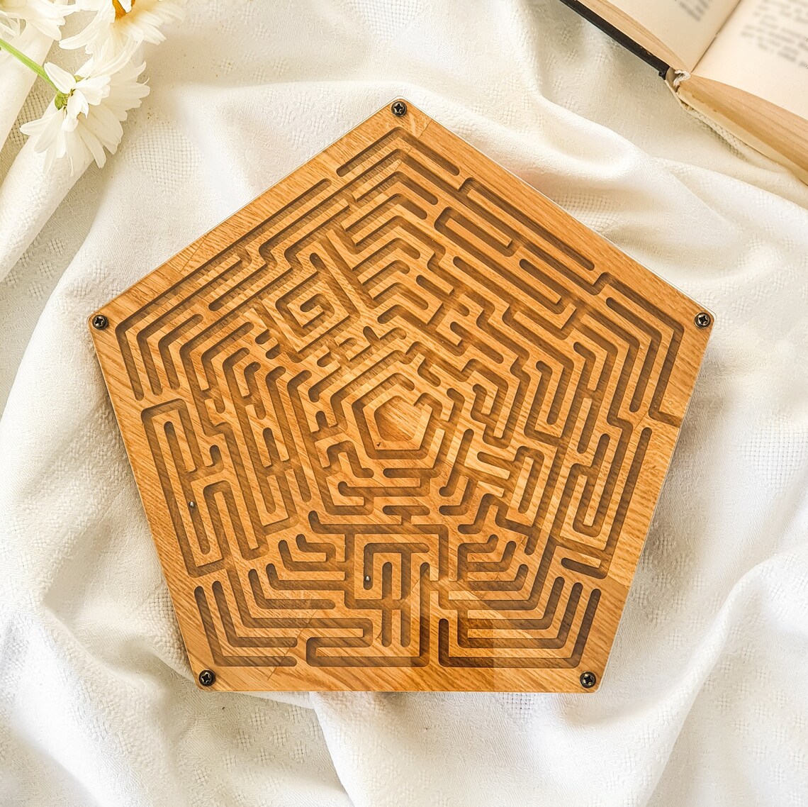 Pentagon Wood Labyrinth Game: Marble Maze Puzzle Board - Etsy