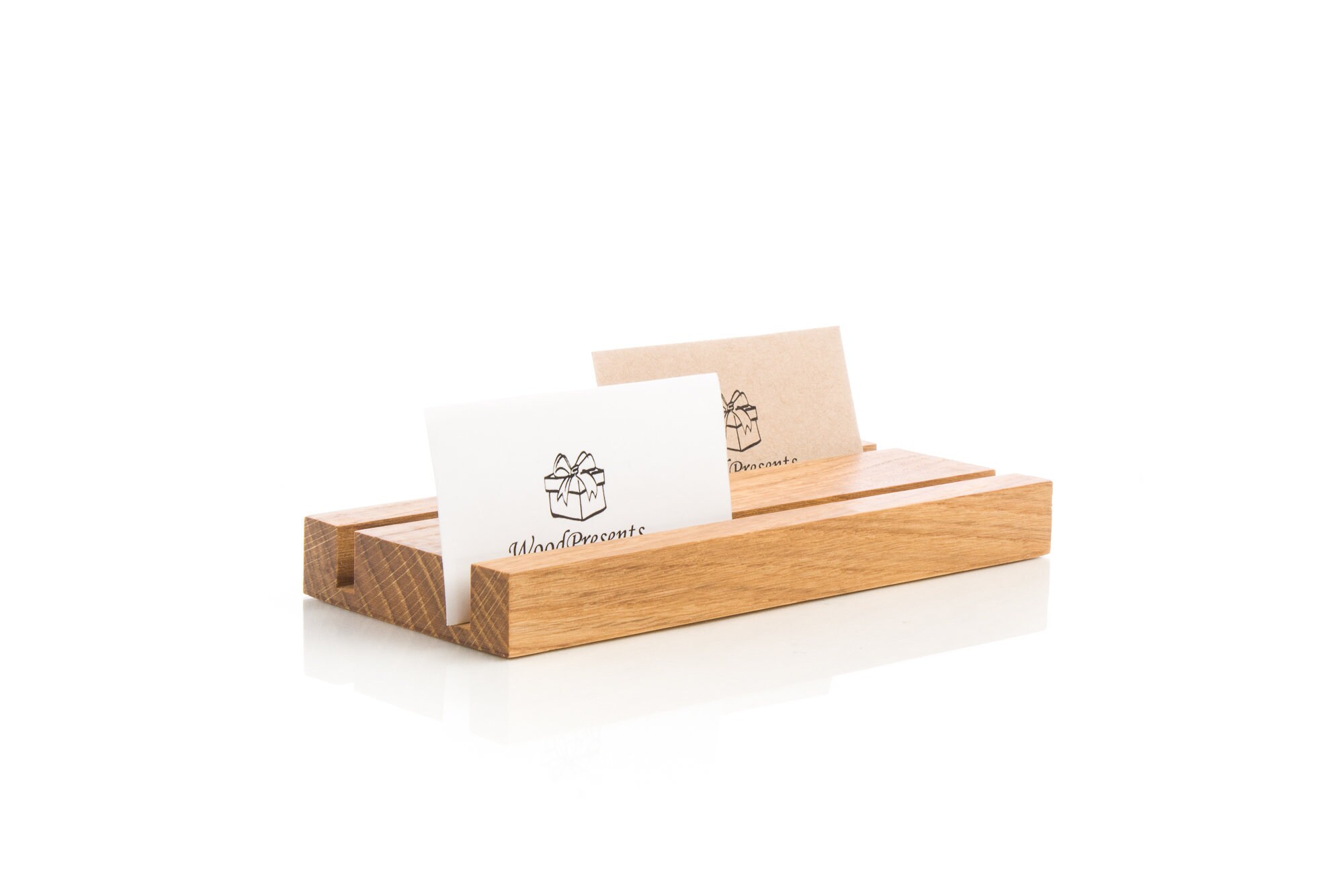 Desktop business card holder for men & women Wooden desk | Etsy