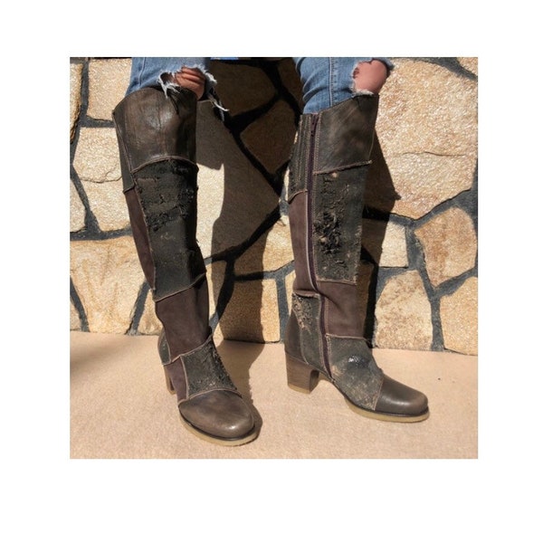 Patchwork Boots - Etsy