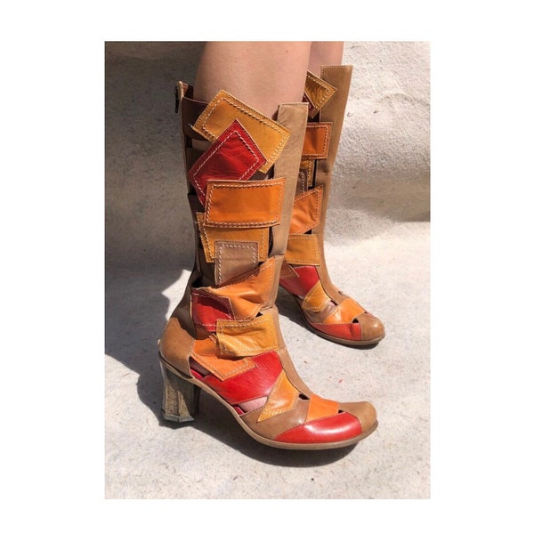 Patchwork Boots - Etsy