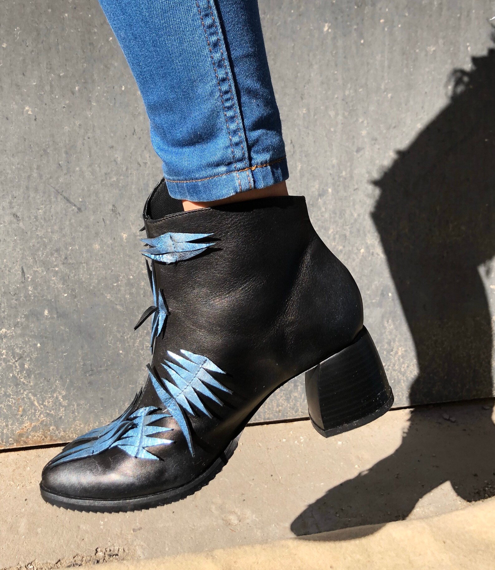 Papucei 37 Boots Ankle Pointy Toe Leather Application Metallic - Etsy.de