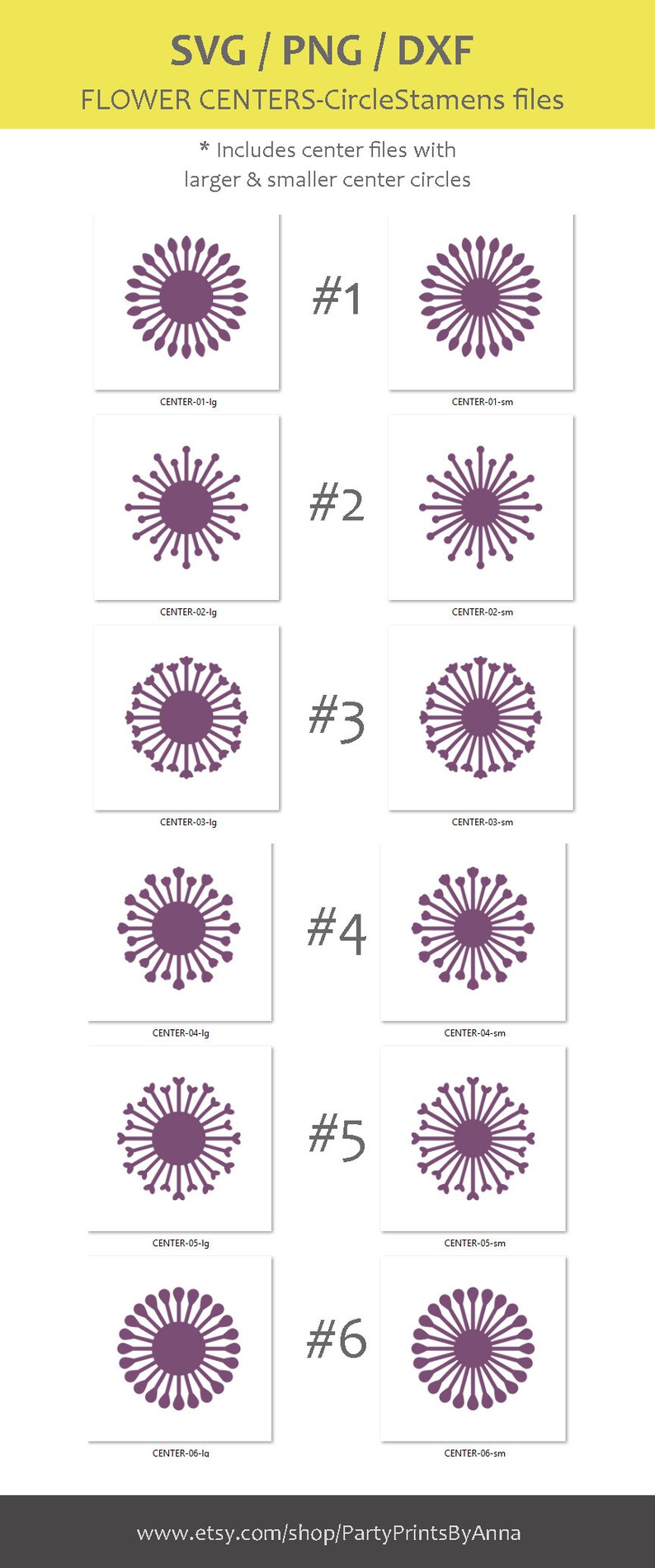 SVG Paper Flower Centers / Paper Flower Centres / Svg Png Dxf / Flower ...