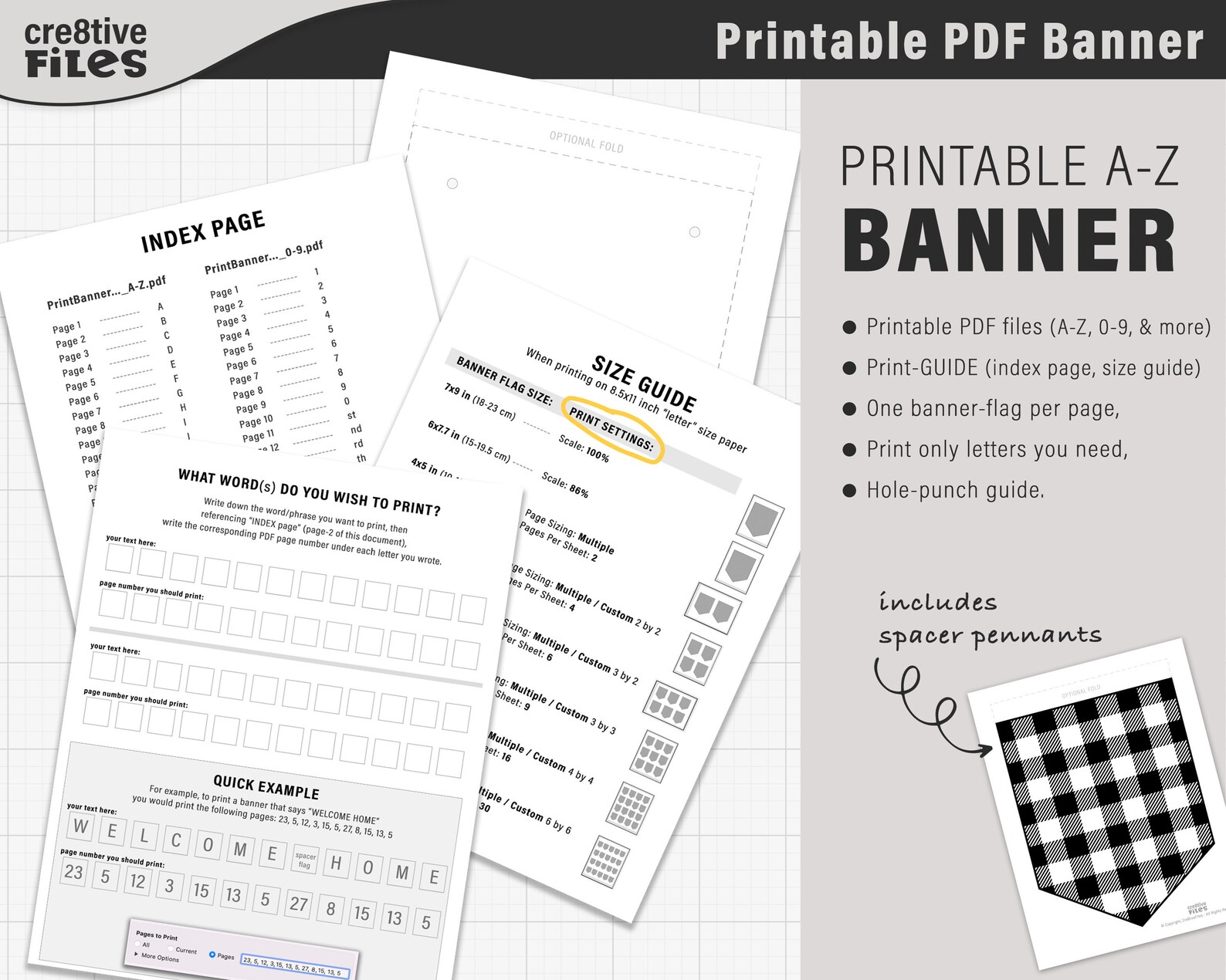 Printable Plaid Banner PDF Alphabet Banner Printable PDF - Etsy