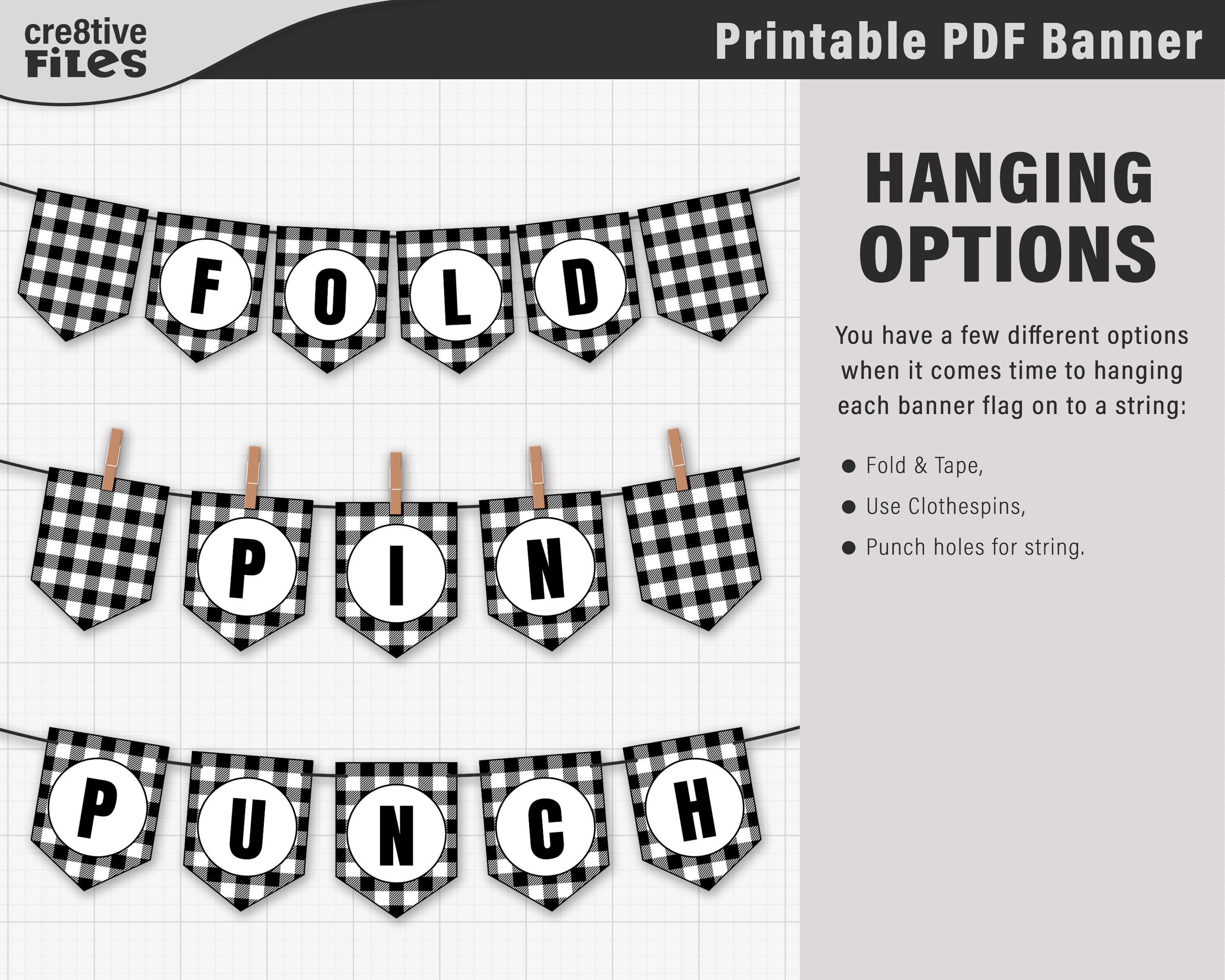 Printable Plaid Banner PDF, Alphabet Banner Printable PDF File ...