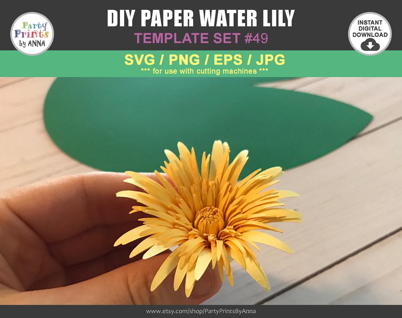 Water Lily Paper Flower Template