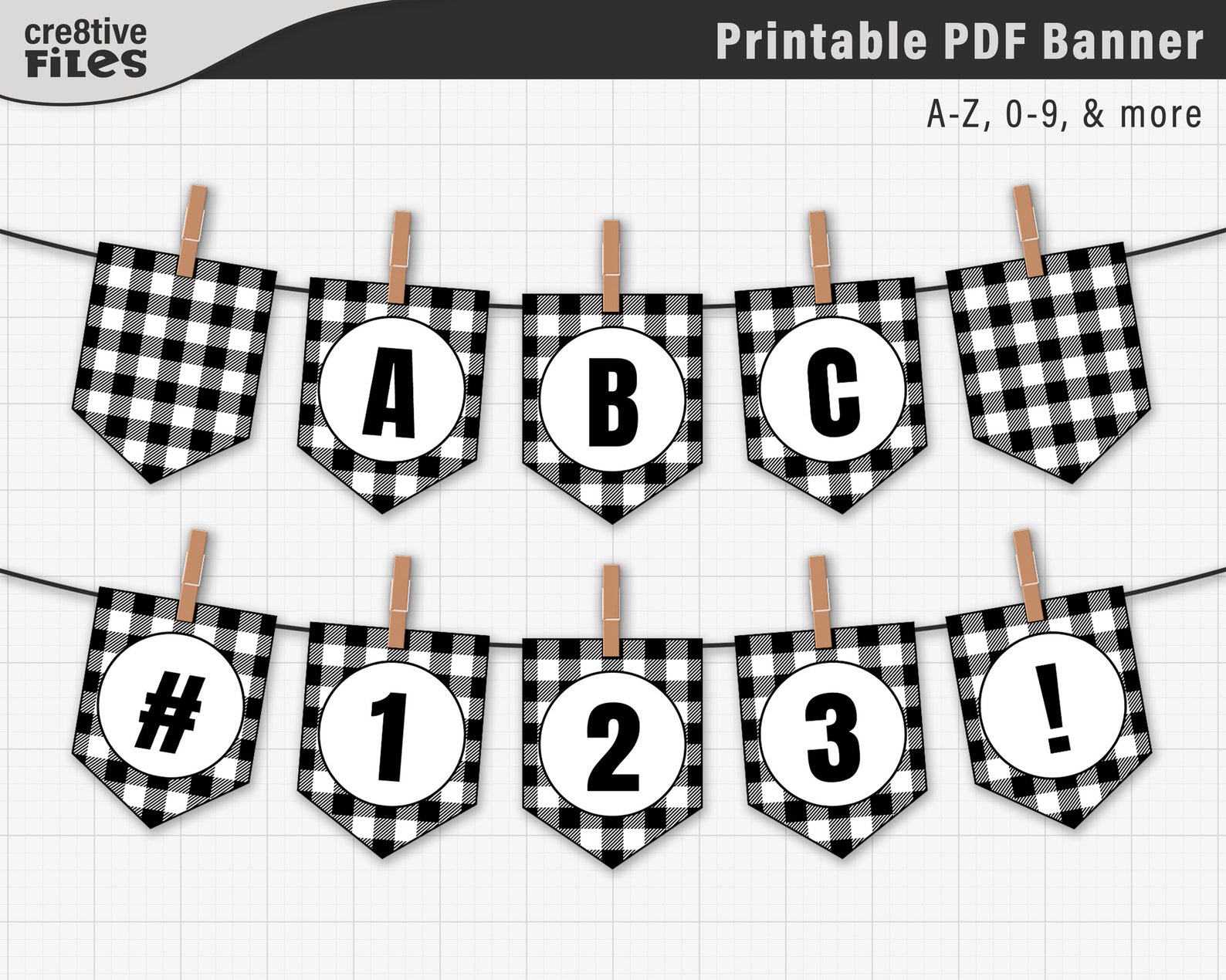 Printable Plaid Banner PDF Alphabet Banner Printable PDF - Etsy